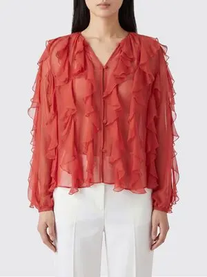 Momoni Silk Blend Blouse With Ruffles - Red