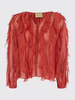 Momoni Silk Blend Blouse With Ruffles - Red