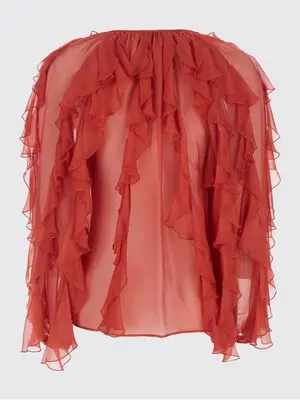 Momoni Silk Blend Blouse With Ruffles - Red