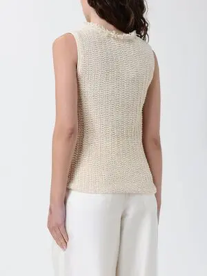 Emporio Armani Sleeveless Top With Fringe Detail - Ivory