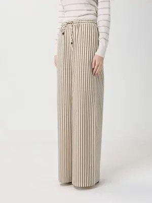 Max Mara Striped Cotton And Silk Palazzo Trousers