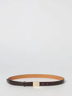ALYSI Crocodile Print Leather Belt - Brown