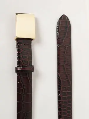ALYSI Crocodile Print Leather Belt