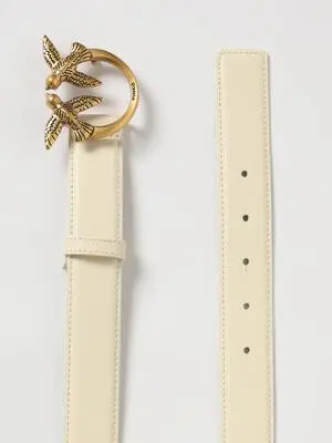Pinko Leather Belt With Bird Buckle - White