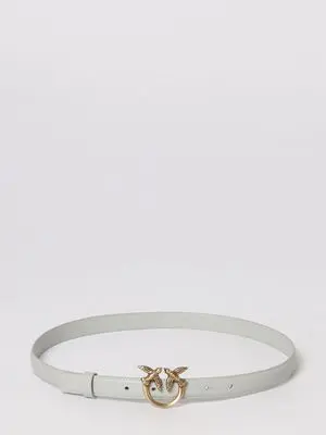 Pinko Leather Belt With Bird Buckle - Grey