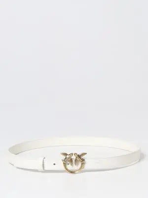 Pinko Leather Belt With Bird Buckle - Ivory