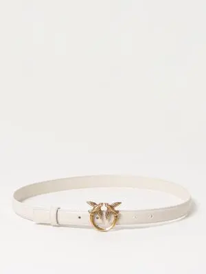 Pinko Leather Belt With Bird Buckle - White