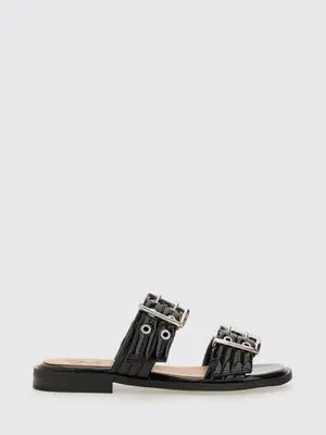 GANNI Low-heeled Sandals With Double Strap And Buckles - Black