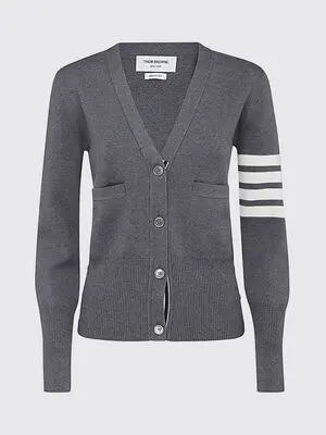 Thom Browne V-neck Wool Cardigan With 4-bar Detail - Grey