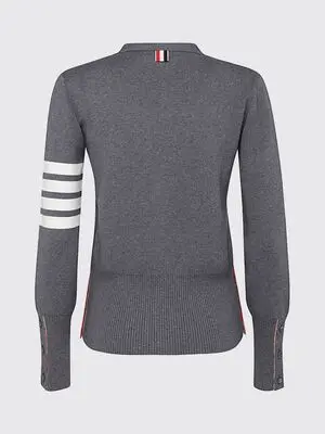 Thom Browne V-neck Wool Cardigan With 4-bar Detail - Grey