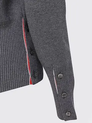 Thom Browne V-neck Wool Cardigan With 4-bar Detail - Grey