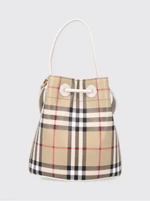 Burberry Vintage Check Coated Cotton Bucket Bag - White