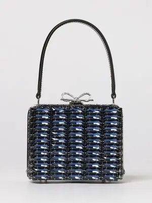 SELF-PORTRAIT Mini Bag In Brushed Leather With Set Rhinestones - Blue