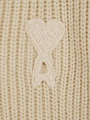 AMI Paris Wool And Cotton Blend V-neck Sweater With Contrast Trims
