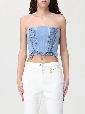 Elisabetta Franchi Denim Corset Top - Blue