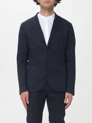 MASON'S Single Breasted Cotton And Linen Blazer - Blue