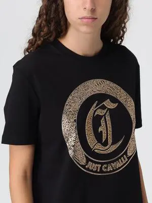 Just Cavalli T-shirt With Embellished Logo - Black