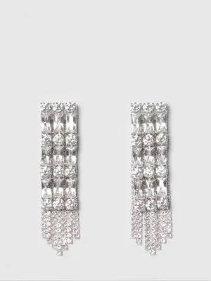 SELF-PORTRAIT Brass Earrings With Set Rhinestones And Crystals - Pink