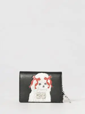 GANNI Recycled Leather Wallet With Dog Print - Black