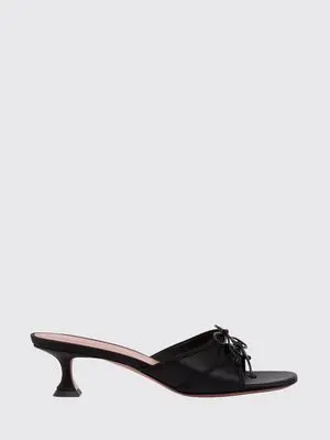 Amina Muaddi Animal Print Satin Eleonora Mules - Black