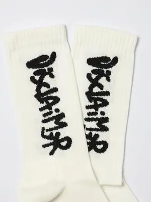 DISCLAIMER Ribbed Crew Socks With Embroidered Logo