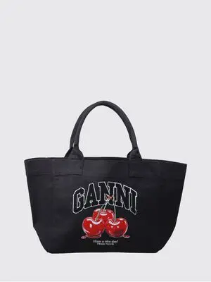 GANNI Printed Tote Handbag - Black