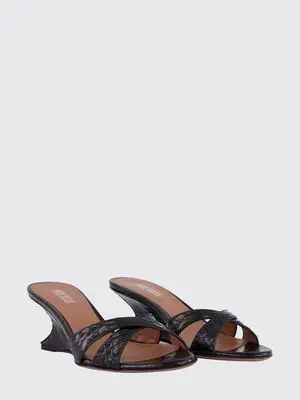 Paris Texas Nina Python Print Leather Wedge Mules