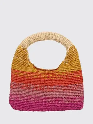 Manebí Rectangular Crochet Raffia Handbag With Stripes - Multicolor
