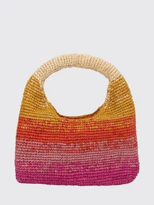 Manebí Rectangular Crochet Raffia Handbag With Stripes