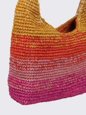 Manebí Rectangular Crochet Raffia Handbag With Stripes