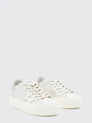 Hogan Crosswind Platform Sneakers In Smooth And Laminated Calfskin - Beige