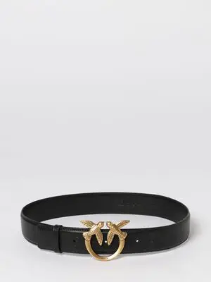 Pinko Leather Belt With Embellished Buckle - Black