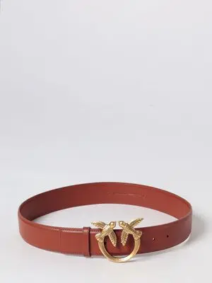 Pinko Leather Belt With Embellished Buckle - Brown