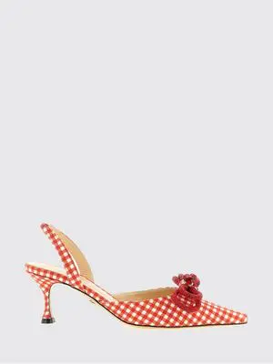 MACH&MACH Vichy Slingbacks With Double Bow Embellishment - Red