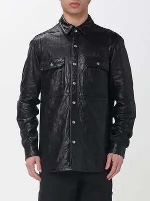 Rick Owens Crinkled Effect Leather Overshirt - Black