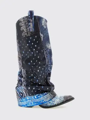 R13 Trompe-l'œil Print Leather Boots - Blue