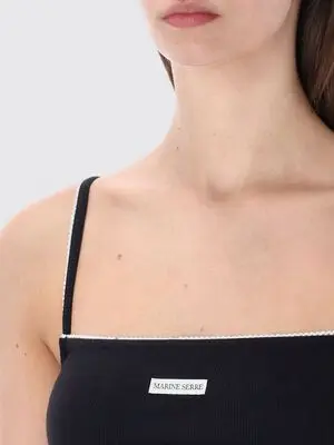 MARINE SERRE Cotton Crop Top - Black