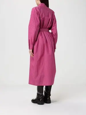Max Mara Striped Cotton And Silk Midi Shirt Dress - Violet