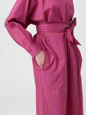 Max Mara Striped Cotton And Silk Midi Shirt Dress - Violet