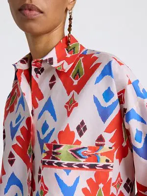 Momoni Cotton Shirt With Ethnic Print And Long Sleeves