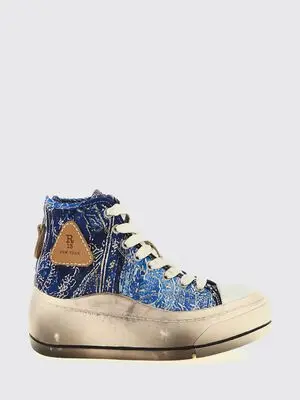 R13 Printed Silk Platform Sneakers - Blue