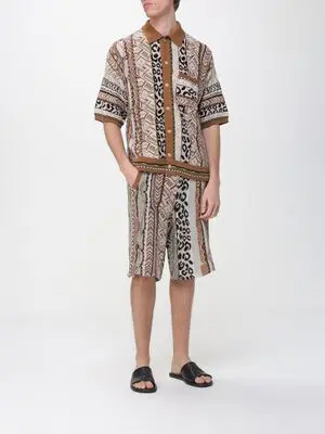 LANEUS Knitted Shirt With Patchwork Motif