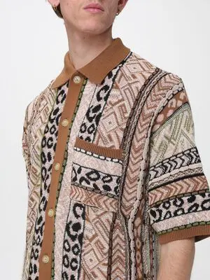 LANEUS Knitted Shirt With Patchwork Motif