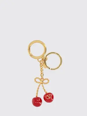 Valentino Garavani Vlogo Signature Fruit Charm Keychain In Enameled Brass - Red