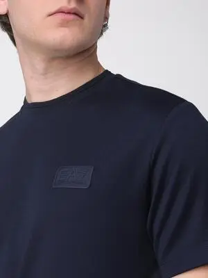 EA7 Cotton T-shirt With Logo - Blue