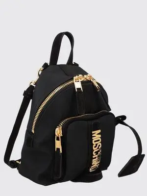 Moschino Nylon Backpack With Metal Logo And Decorative Charm