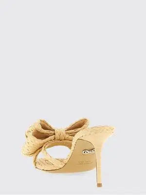 MACH&MACH Le Cadeau Braided Raffia Mules With Bow Detail - Beige