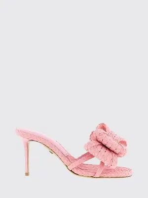 MACH&MACH Le Cadeau Bow Braided Raffia Mules - Pink