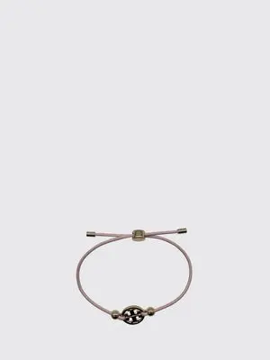 Tory Burch Tory Burch Brass And Leather Bracelet With Double T Logo And Crystal Accent Pink