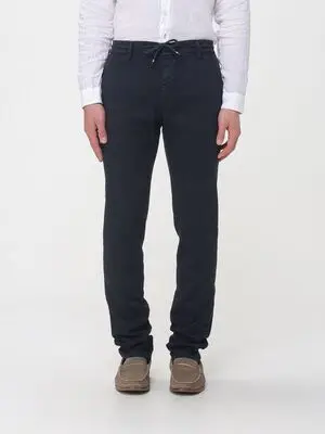 MASON'S Linen And Cotton Blend Drawstring Trousers Blue